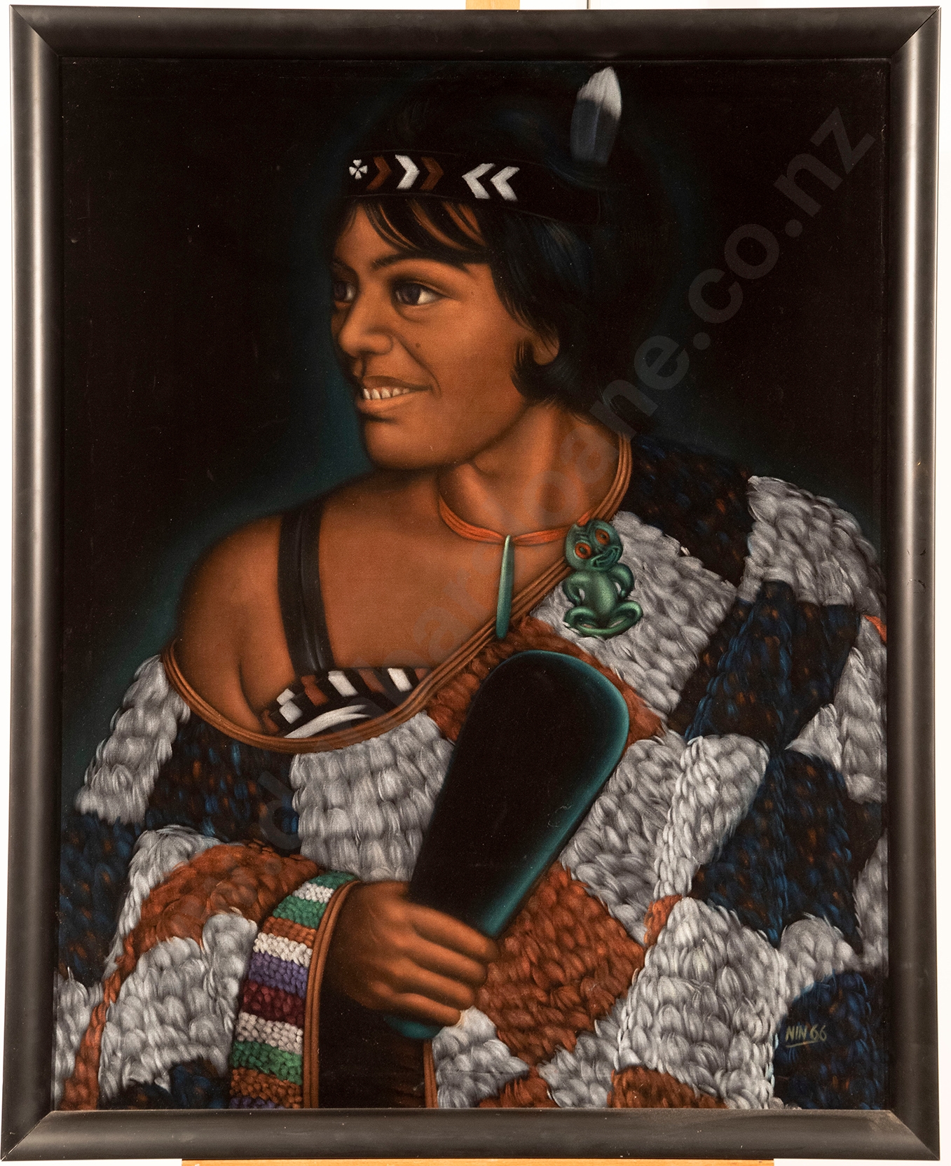 Buck Nin | Portrait of Maori Woman holding Greenstone Mere (1966 ...