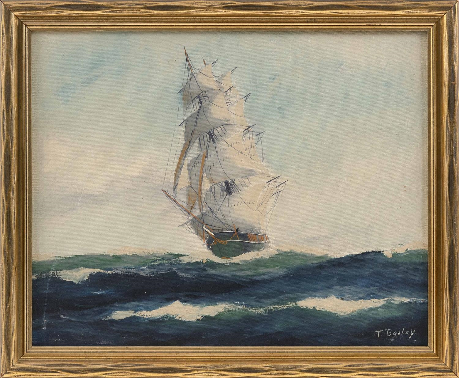 T. Bailey | Full-rigged ship under sail. | MutualArt