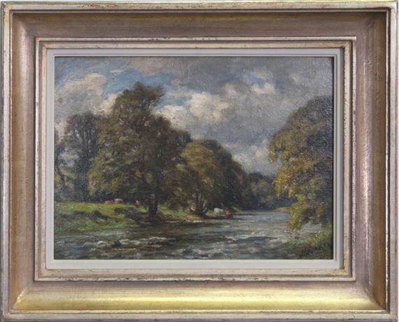 Walter Greaves | CATTLE AT RIVERBANK UNDER A STORMY SKY | MutualArt