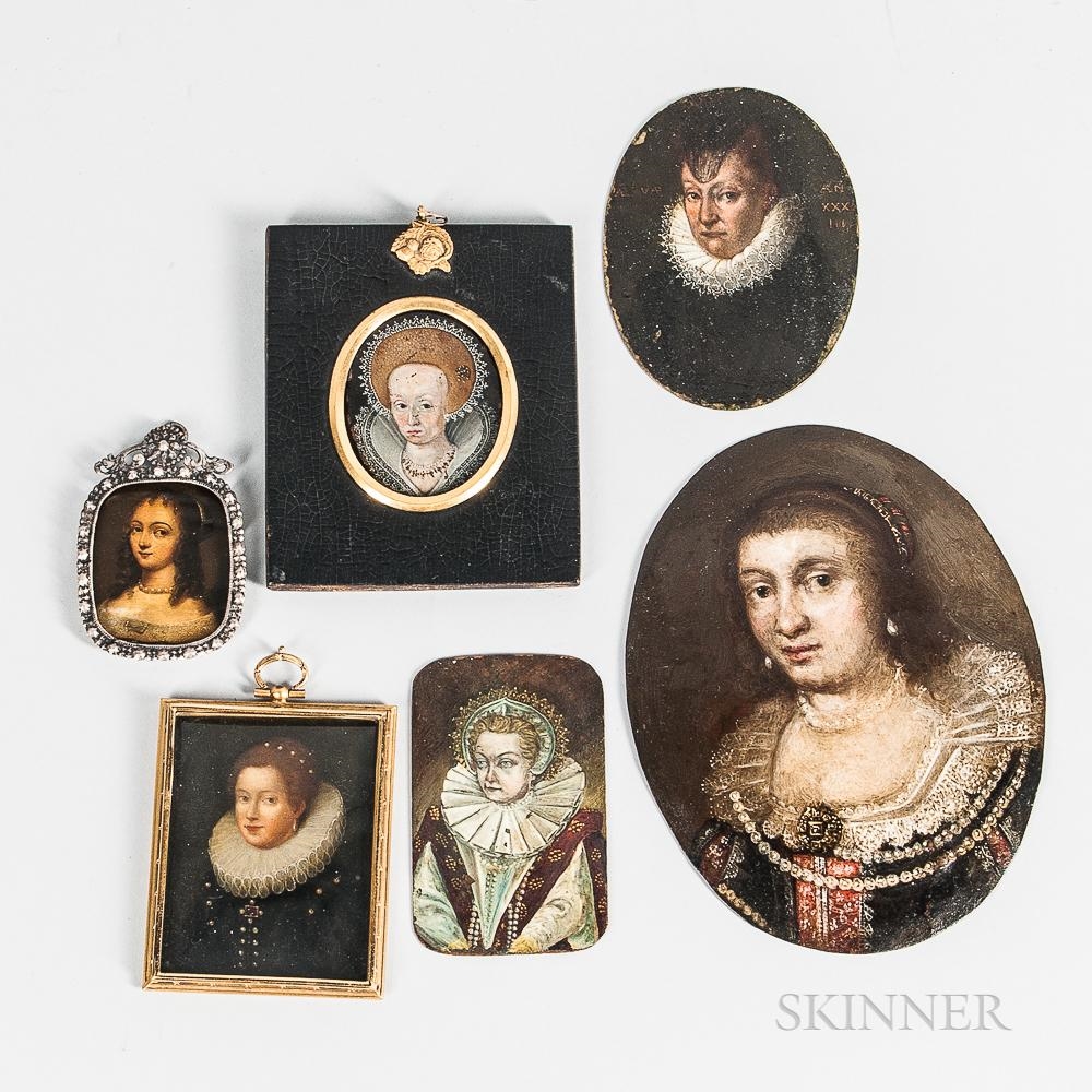 British School, 17th Century | Six Miniature Portraits of Aristocratic ...