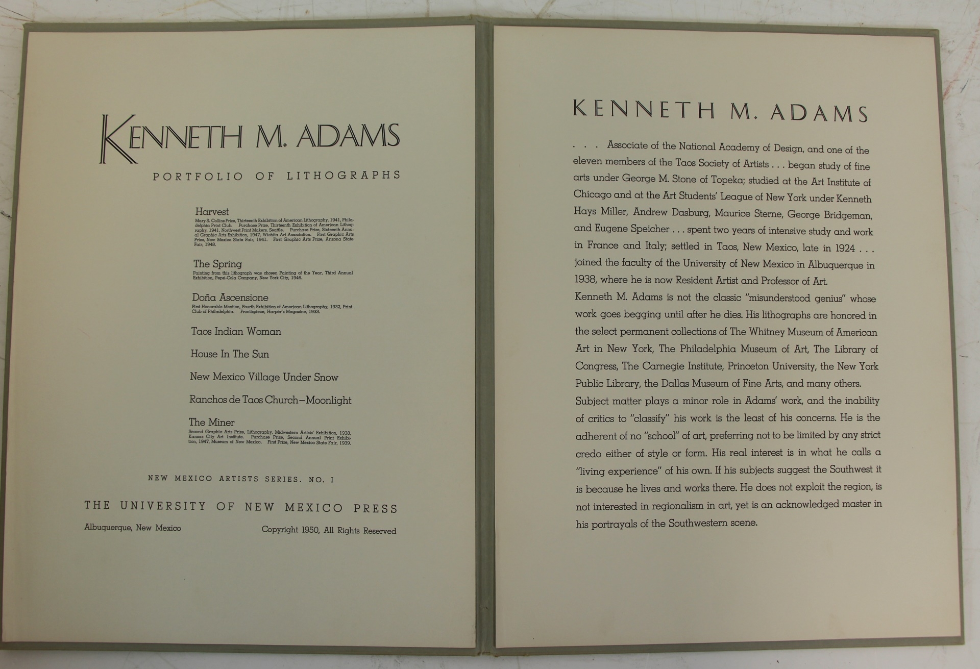 Kenneth Miller Adams | Eight works: New Mexico Artists Series Portfolio ...