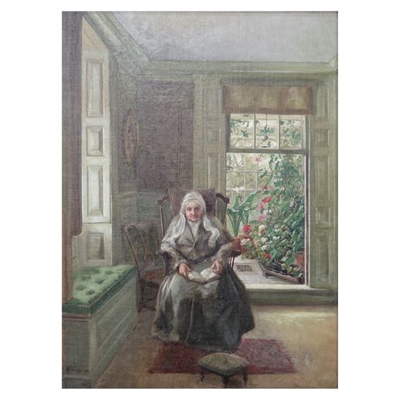 Benjamin Tupper Newman | Interior Scene with Grandmother in Rocking ...
