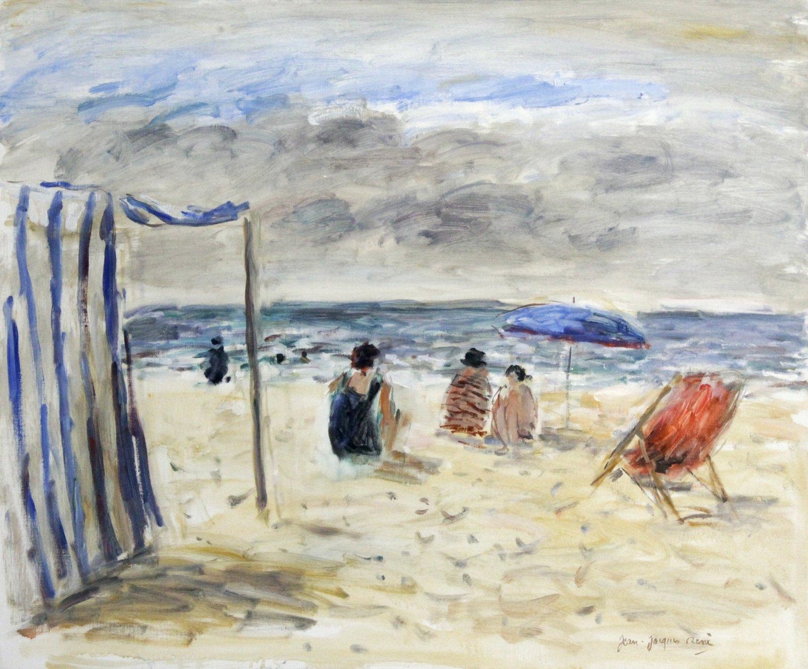 Jean Jacques René | Beach scene in Quiberon | MutualArt