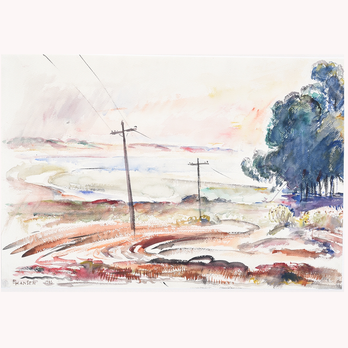 Ejnar Hansen | Landscape with Power lines (1936) | MutualArt
