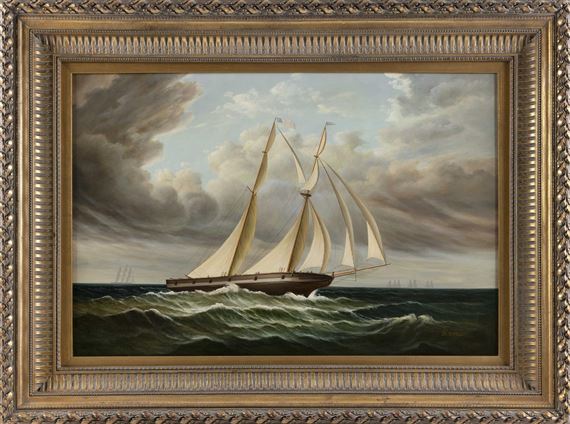 D. Taylor | Two-masted schooner in a storm. | MutualArt