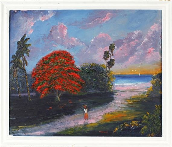 Charles Chico Wheeler | Vivid red Royal Poinciana tree with a woman ...