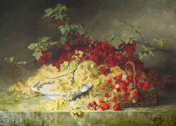 Léon Alfred Benoit | Nature morte aux fraises et groseilles | MutualArt