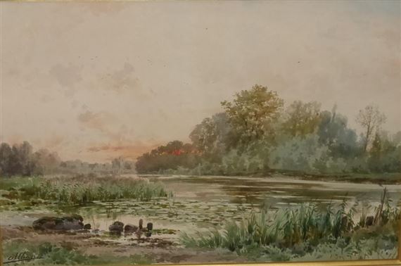 Auguste Allonge | Paysage à l'étang | MutualArt