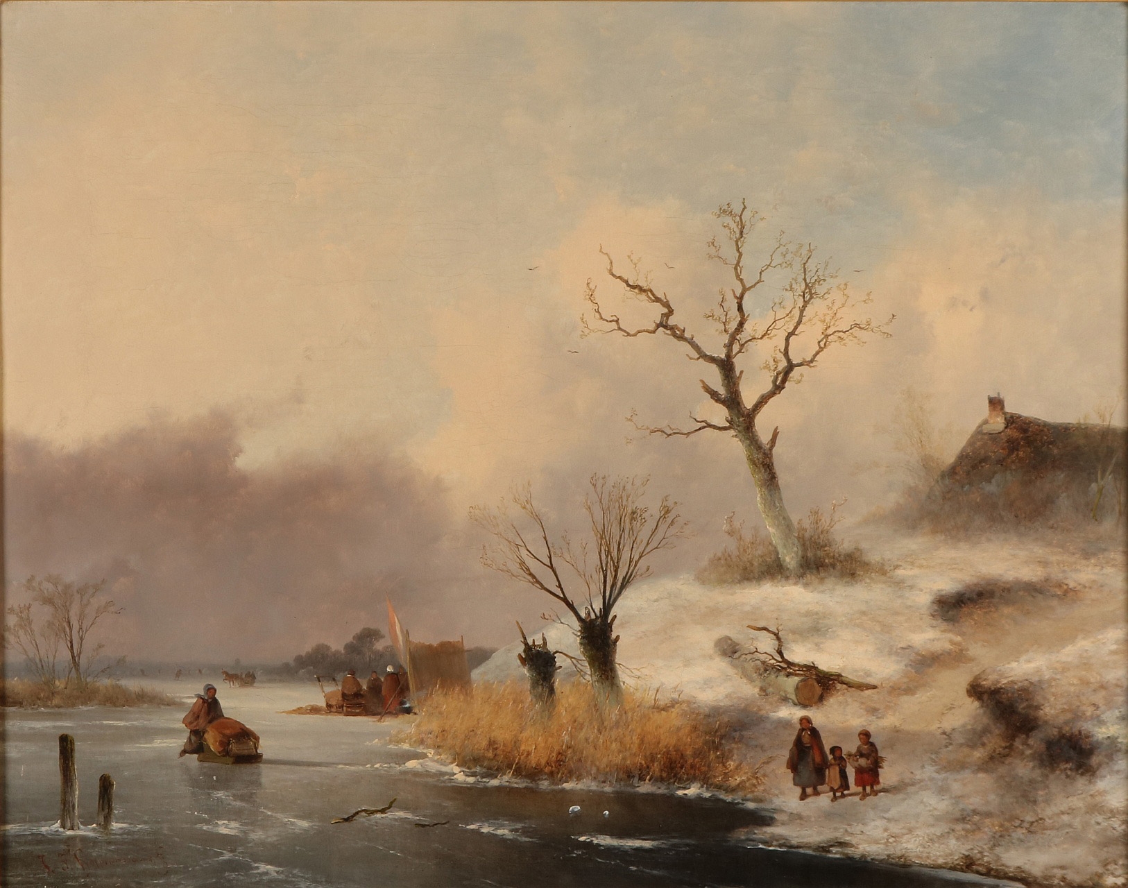 Johannes Franciscus Hoppenbrouwers | Hollands wintergezicht met ijspret | MutualArt