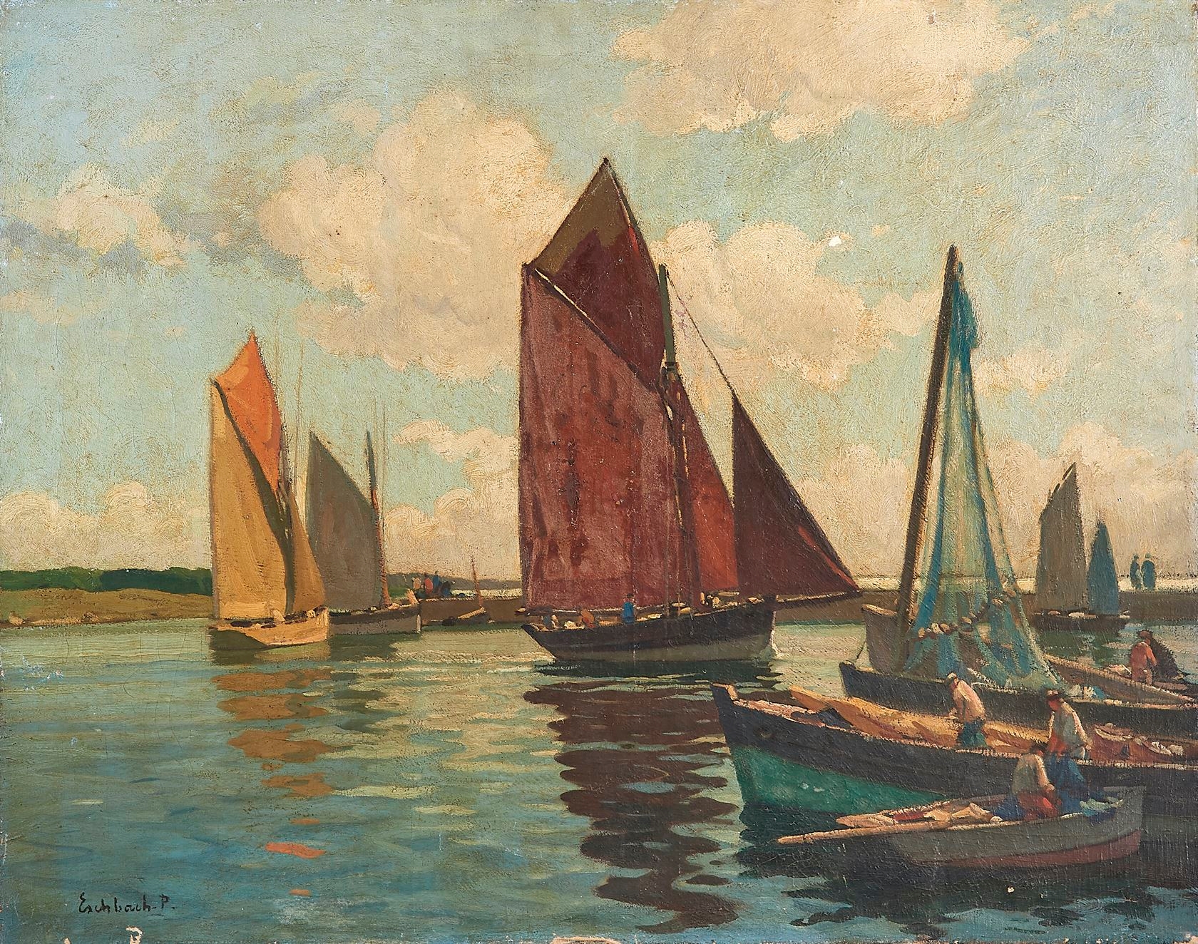 Paul André Jean Eschbach | Scène de pêche | MutualArt