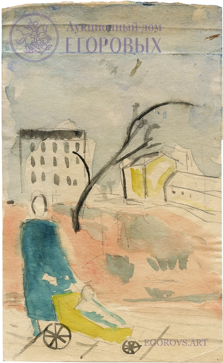 Alexander Isaakovich Rusakov | 3 works: Studies for the Painting Lady with a Pushchair | MutualArt
