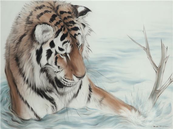 Ralph Thompson | Tiger in the water | MutualArt