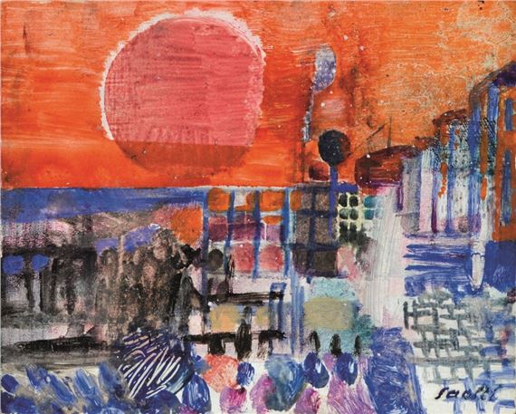 Bruno Saetti | PICCOLO PAESAGGIO COL SOLE (1969) | MutualArt