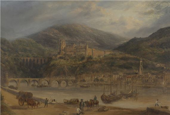 Henry Gritten | European River Landscape (Possibly Heidelberg, Germany ...