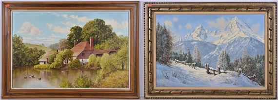 Hans N. Liebl | Two works: Lake House, Alpine Landscap | MutualArt