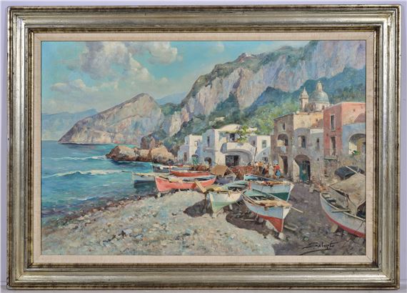 Phillip Salvato | coastal seascape painting depicting boats on shore ...