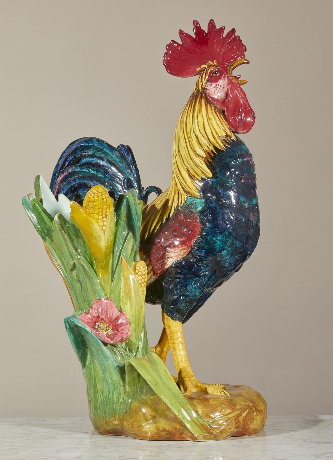 Delphin Massier | A FRENCH MAJOLICA MODEL OF A COCKEREL | MutualArt
