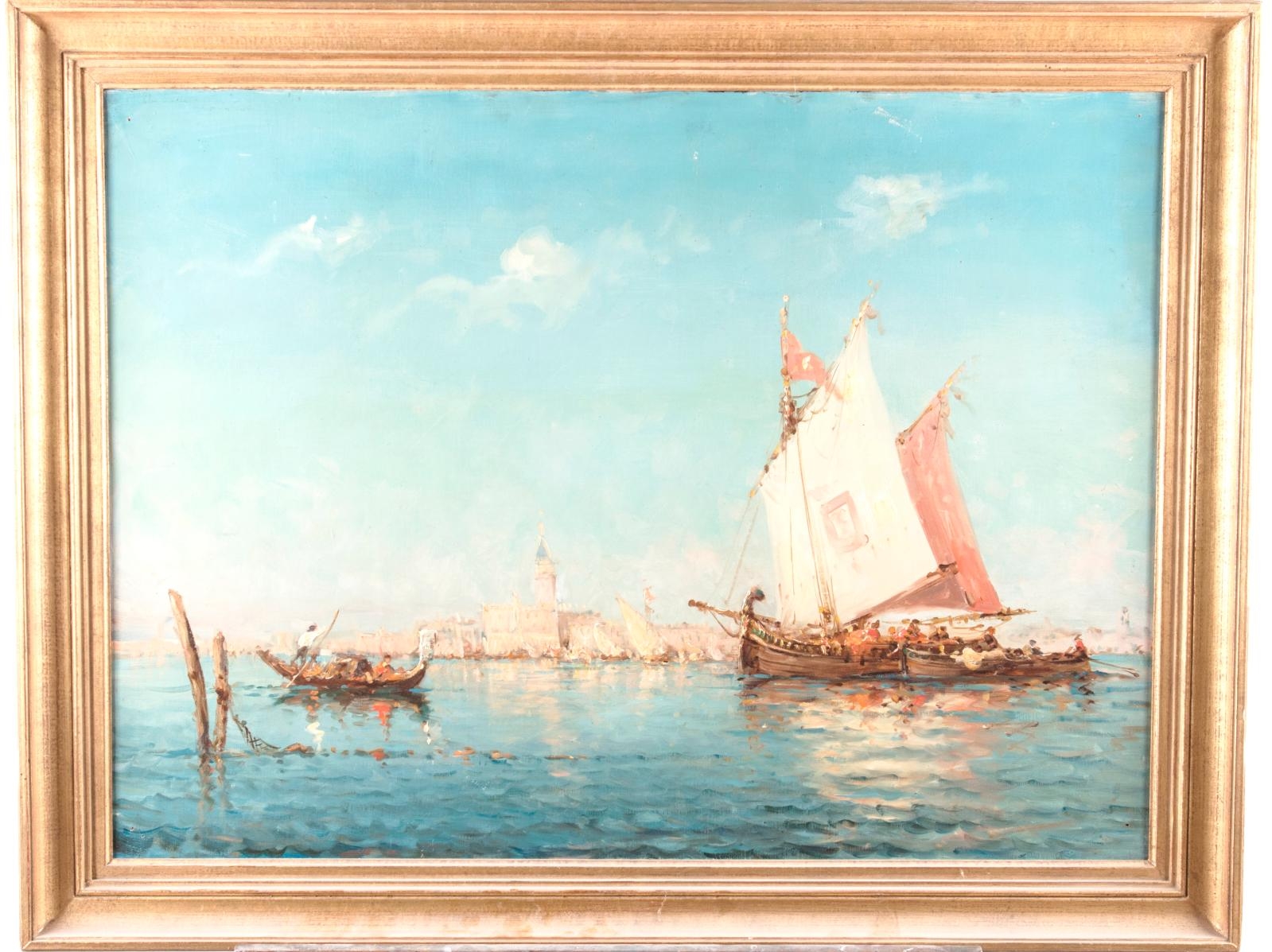 Alfredo Caldini | Voiliers devant le Campanile à Venise | MutualArt