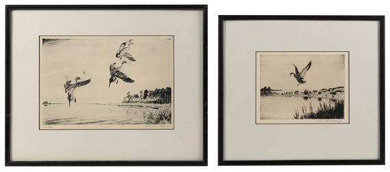 Churchill Ettinger | Seven etchings of ducks and hunters. | MutualArt