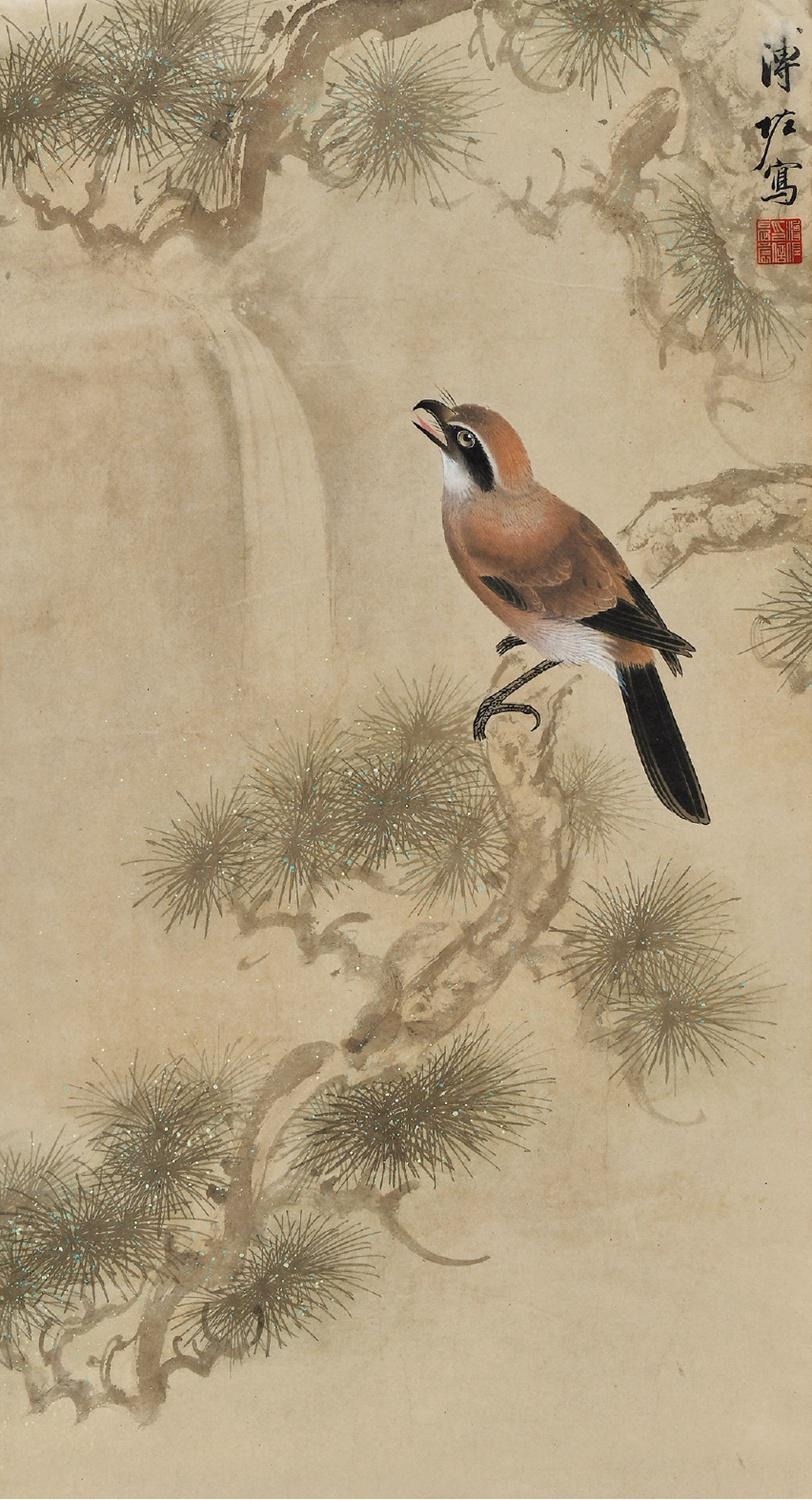 Pu Zuo | A SHRIKE ON PINE BRANCH | MutualArt