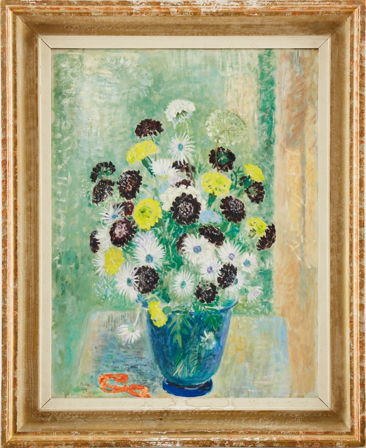 Arthur Percy | Blomster mot grön fond (1944) | MutualArt