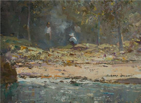 Rubery Bennett | Campfire by a Stream | MutualArt