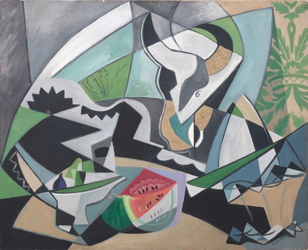 Gino Severini | Melone su carta rosa (1948) | MutualArt