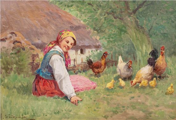 Adam Setkowicz | Dziewczyna z Kurami | MutualArt