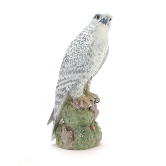 Peter Herold | A falcon porcelain figure decorated in underglaze ...