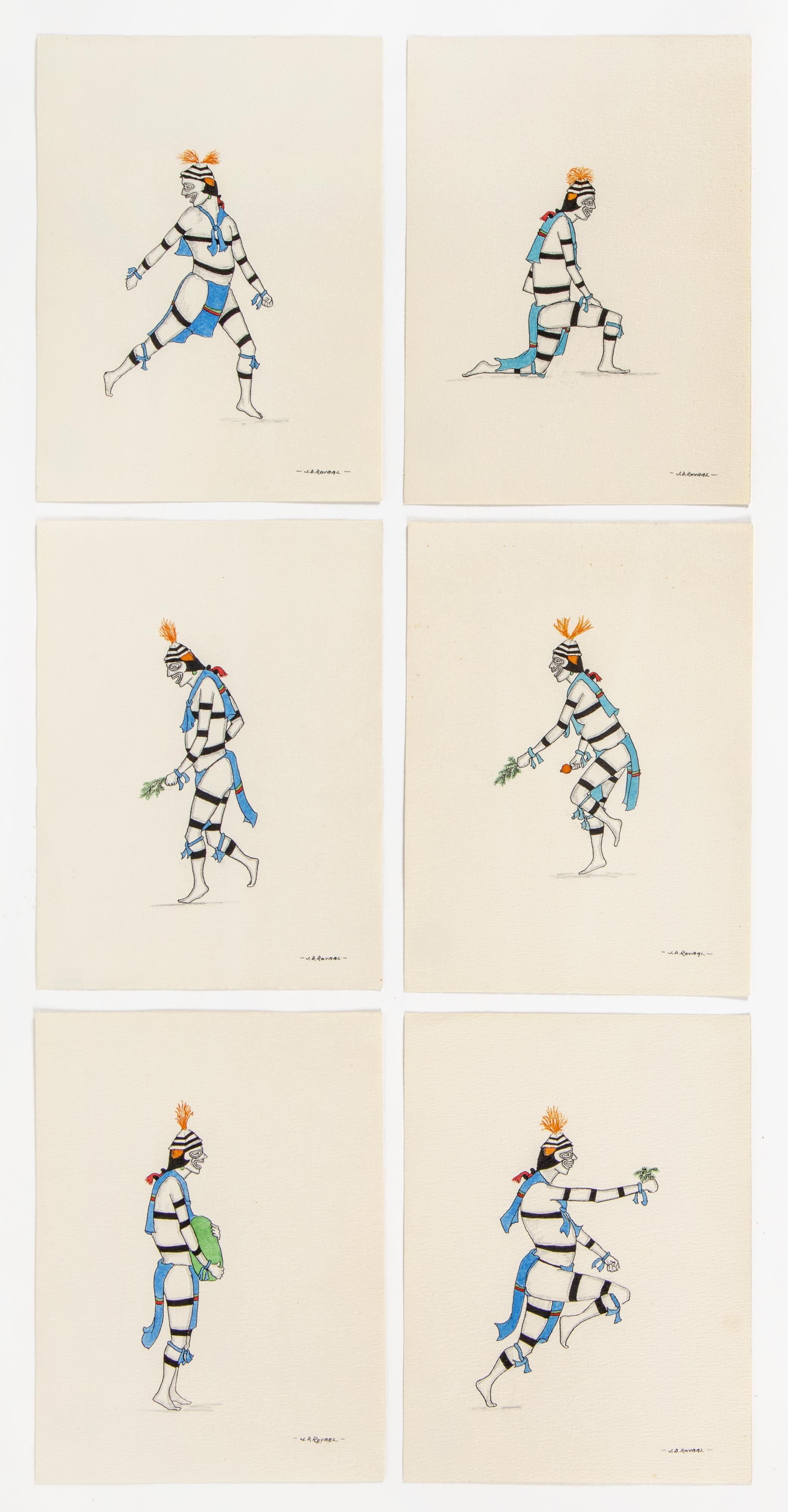 Jose D. Roybal | Six Koshare Drawings (1977) | MutualArt