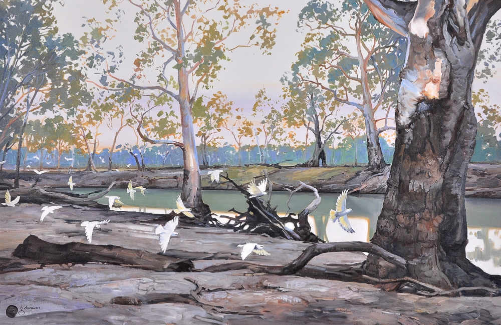Garry Duncan | Sulphur Crested Cockatoos in Flight | MutualArt