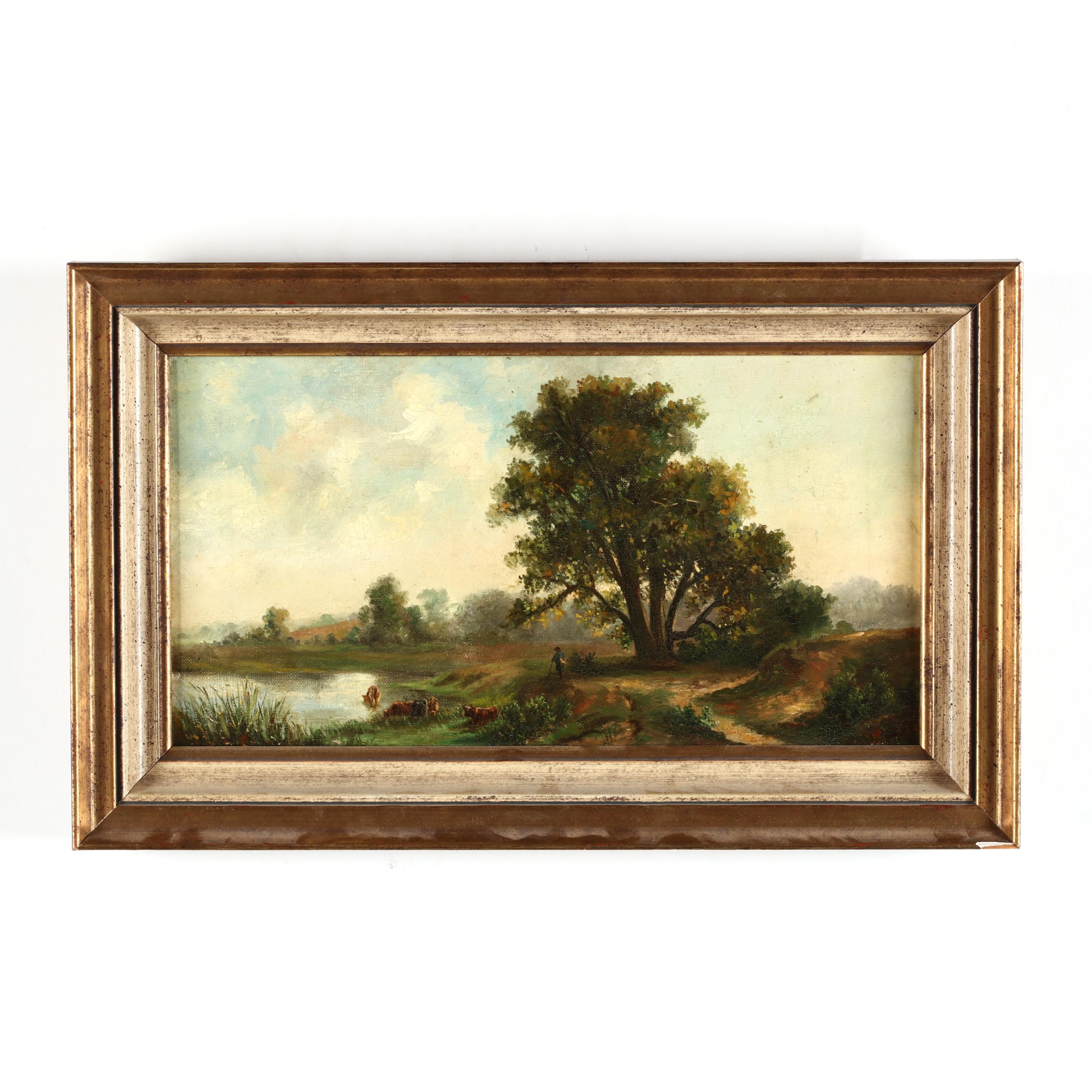 Willem Hendriks | Landscape with Cows and Cowherd | MutualArt