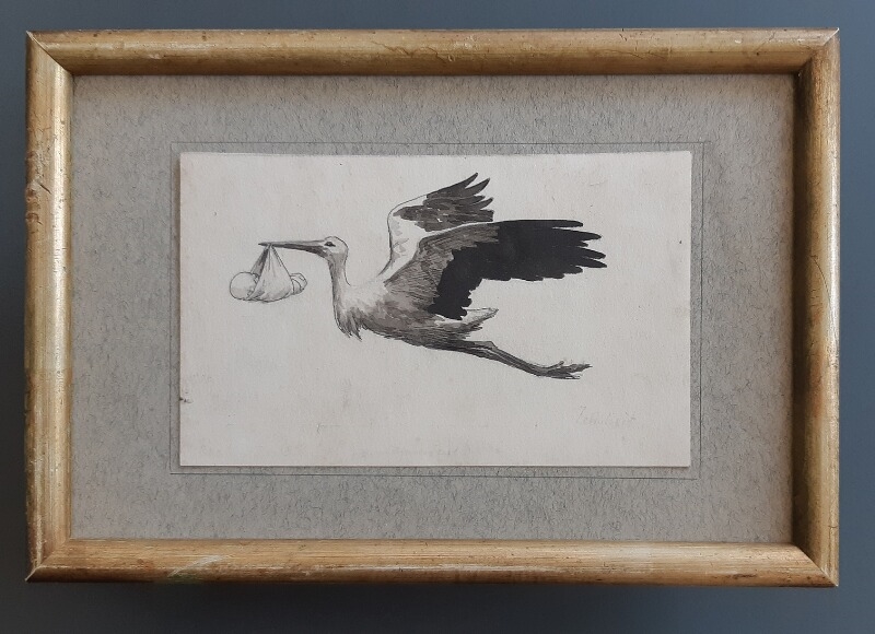 Carl Thomsen | The stork comes with the newborn baby | MutualArt