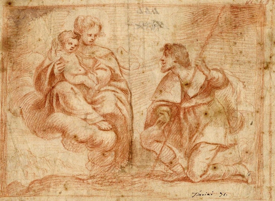 Alessandro Tiarini | Madonna col Bambino adorata da San Rocco | MutualArt