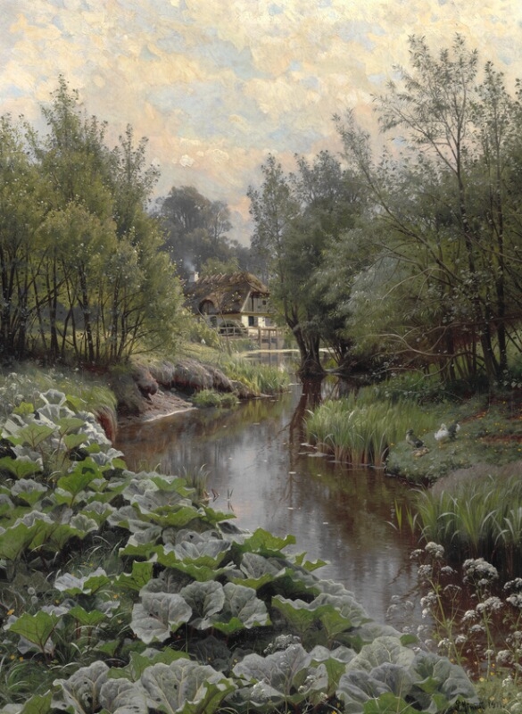 Peder Mork Monsted | Autumn day at Bøllemosen with flying ducks (1912 ...