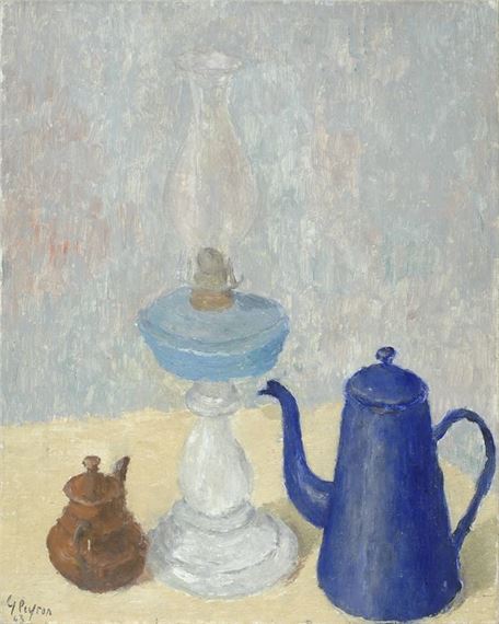 Guido Peyron | NATURA MORTA CON LUME A PETROLIO (1943) | MutualArt