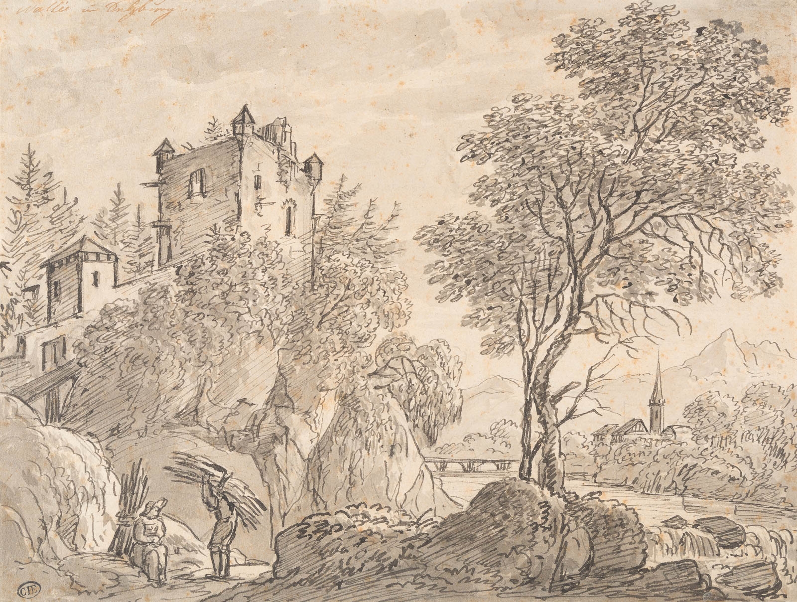 Andreas Renatus Högger | LANDSCAPE WITH CASTLE AND FIGURE STAFFAGE ...
