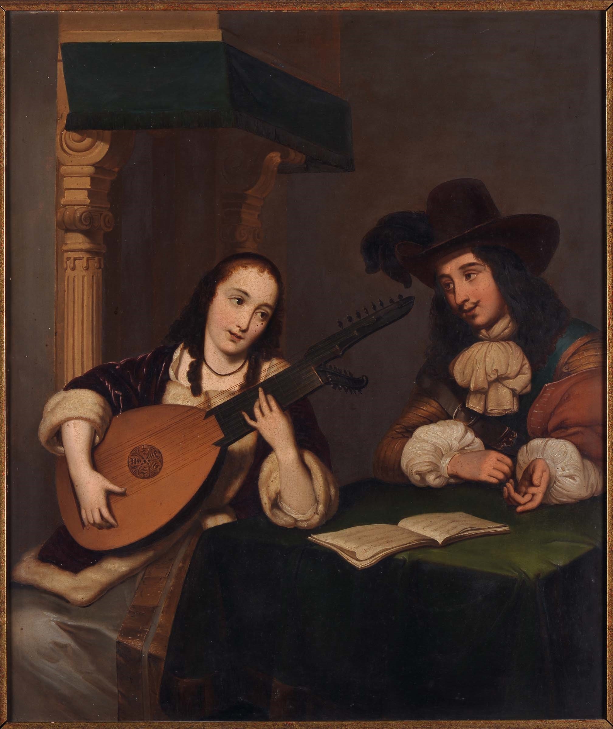 Flemish School, 19th Century | Two works: Scene galanti con liuti ...