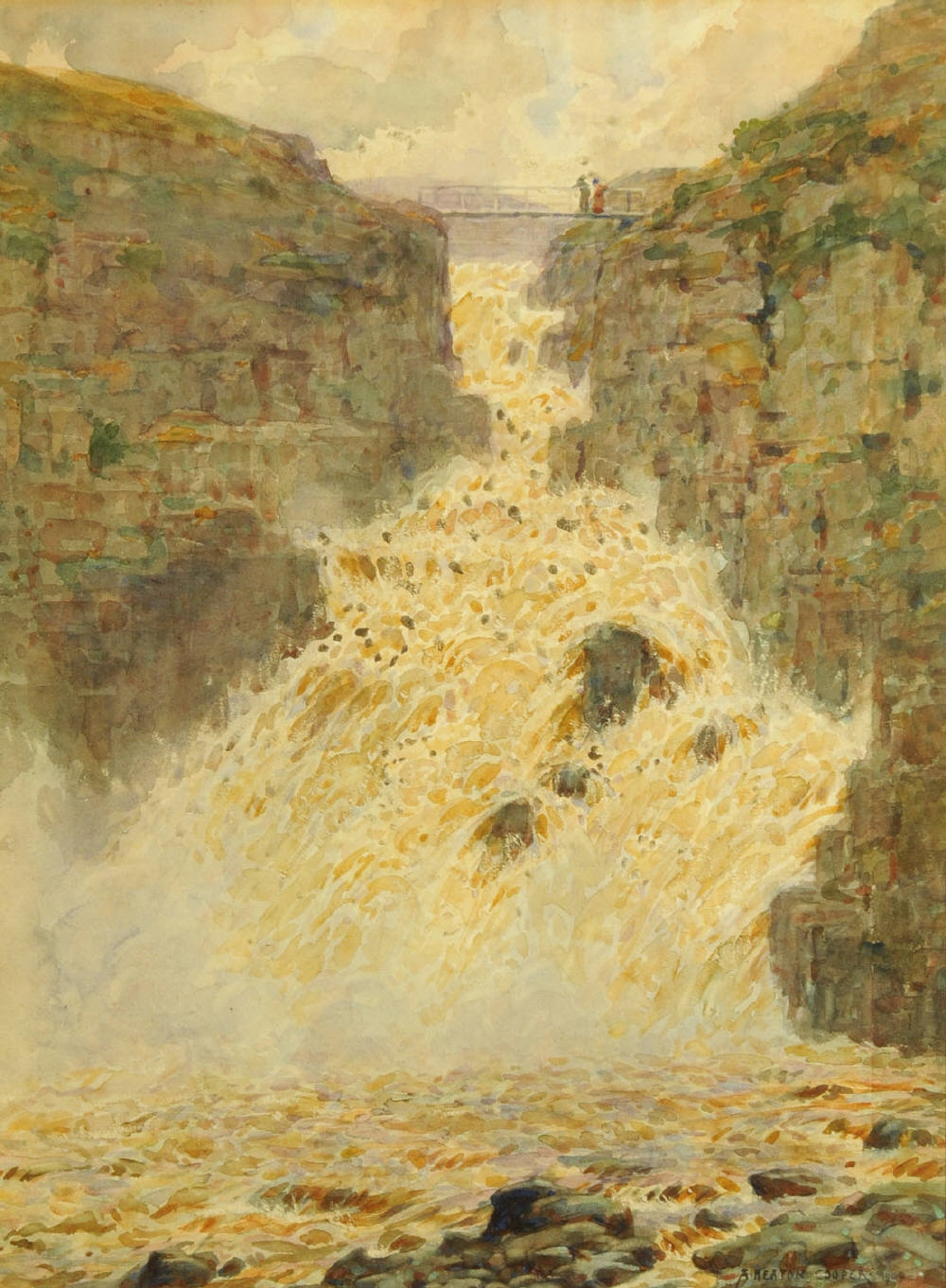 Alfred Heaton Cooper | Cauldron Spout at the River Tees (1909) | MutualArt