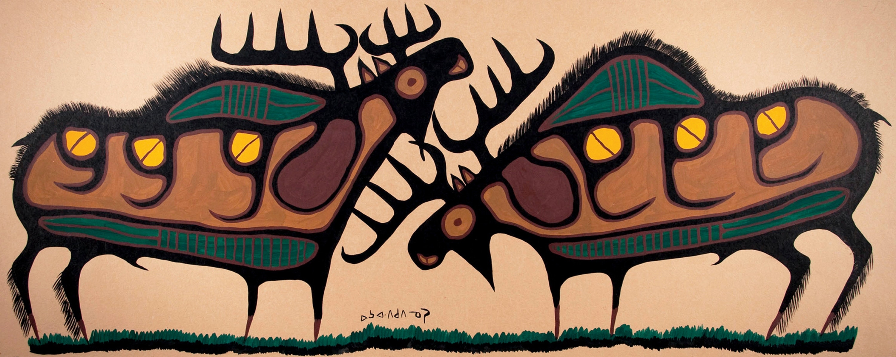 Norval Morrisseau | Untitled (Moose Pair) | MutualArt