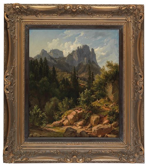 Ludwig Halauska | A Riverbank in the Mountains | MutualArt