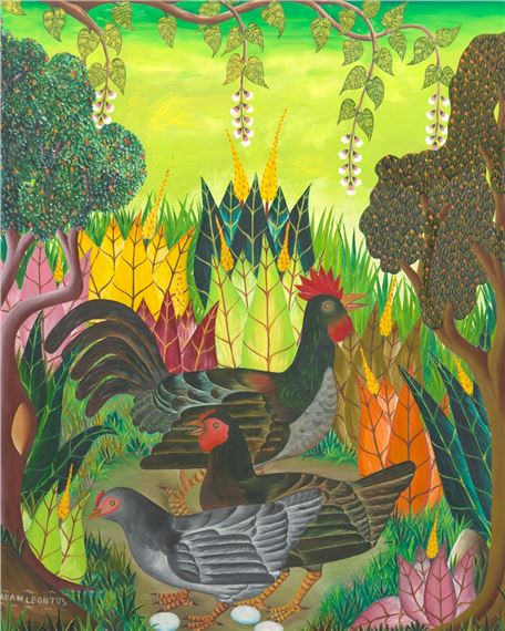 Adam Leontus | Hens and Rooster (1974) | MutualArt