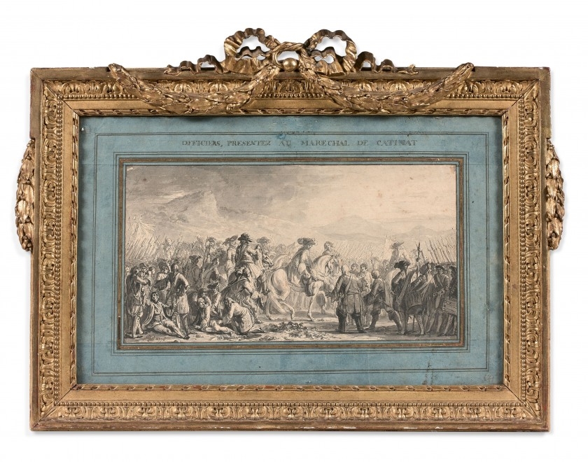 Jean Démosthène Dugourc | Two works : Officiers présentés au maréchal ...