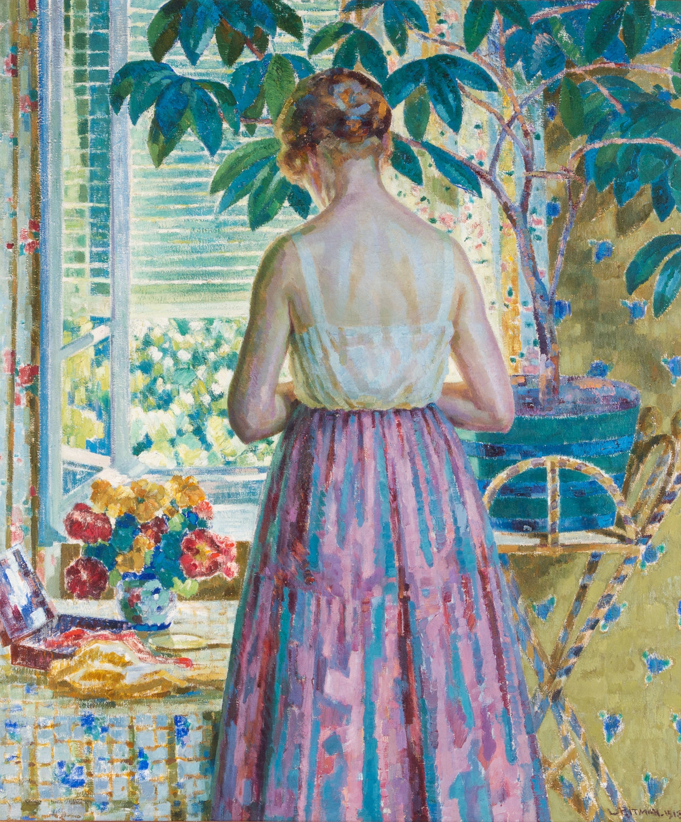 Louis Ritman | Lady in a Garden (1918) | MutualArt