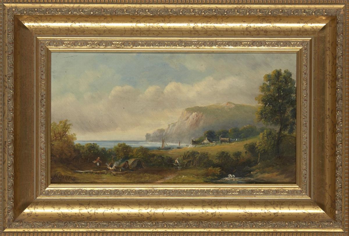 Henry Harris | Two Works: Coastal landscapes with fieldworkers and ...