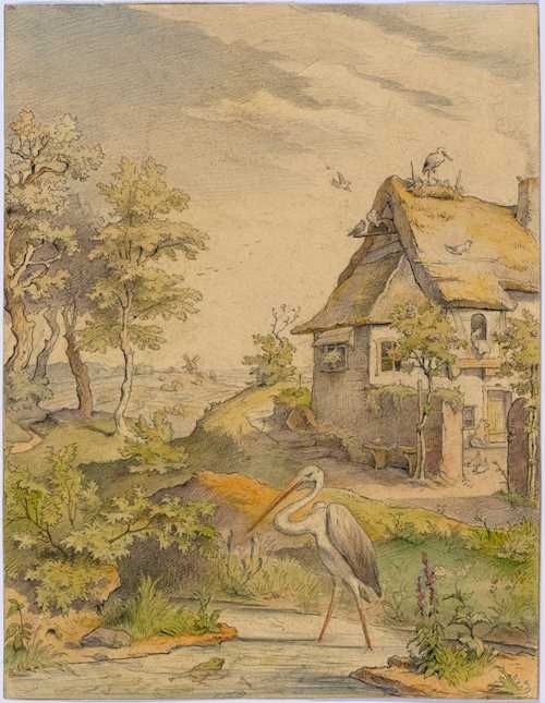 Adrian Ludwig Richter | Der Storch und der Frosch. | MutualArt