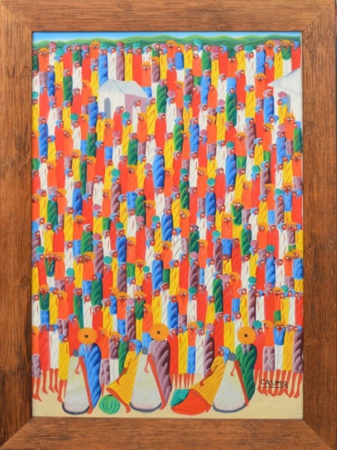 Laurent Casimir | Village Scene with lots of figures | MutualArt