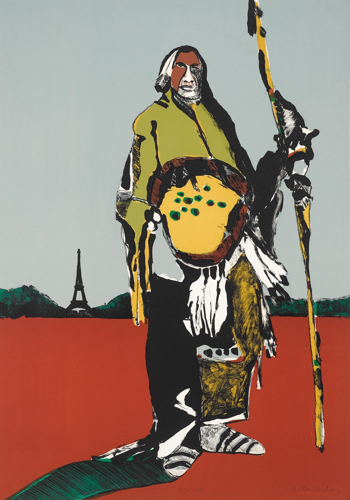 Fritz Scholder | A Fritz Scholder lithograph, An American Indian in ...