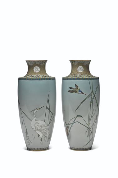 Namikawa Sosuke | A PAIR OF CLOISONNÉ ENAMEL IMPERIAL PRESENTATION ...