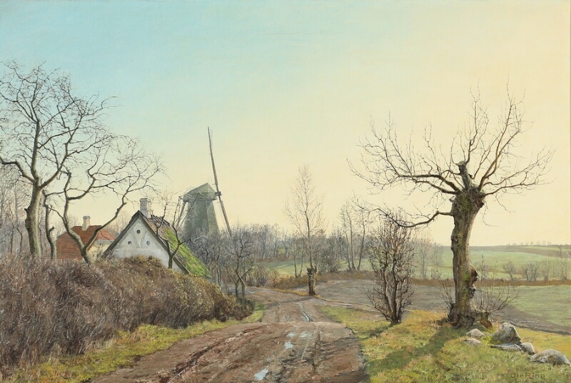 Ole Ring | A view of a landscape with a windmill | MutualArt
